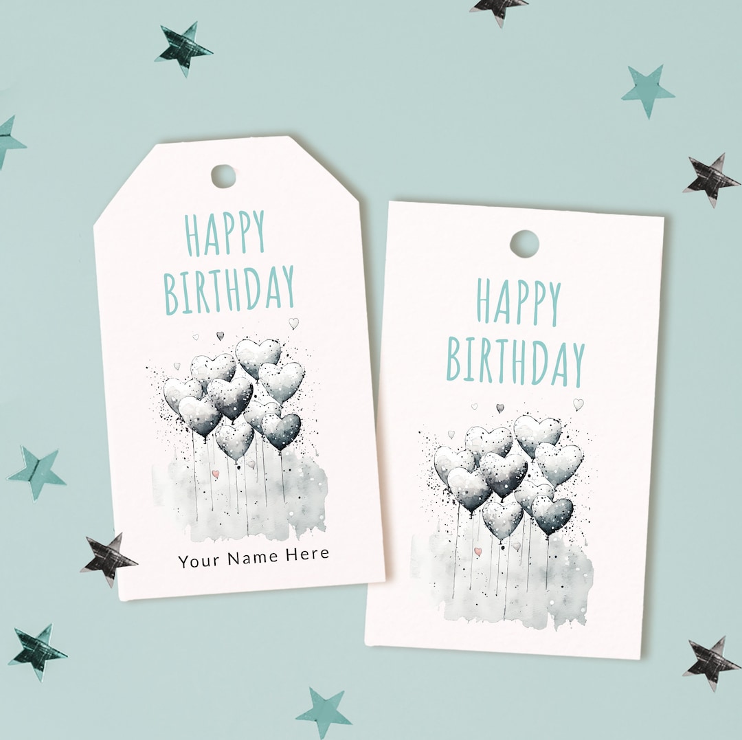 Happy Birthday Tags, Printable Birthday Tags, Adult Birthday Gift Tag ...