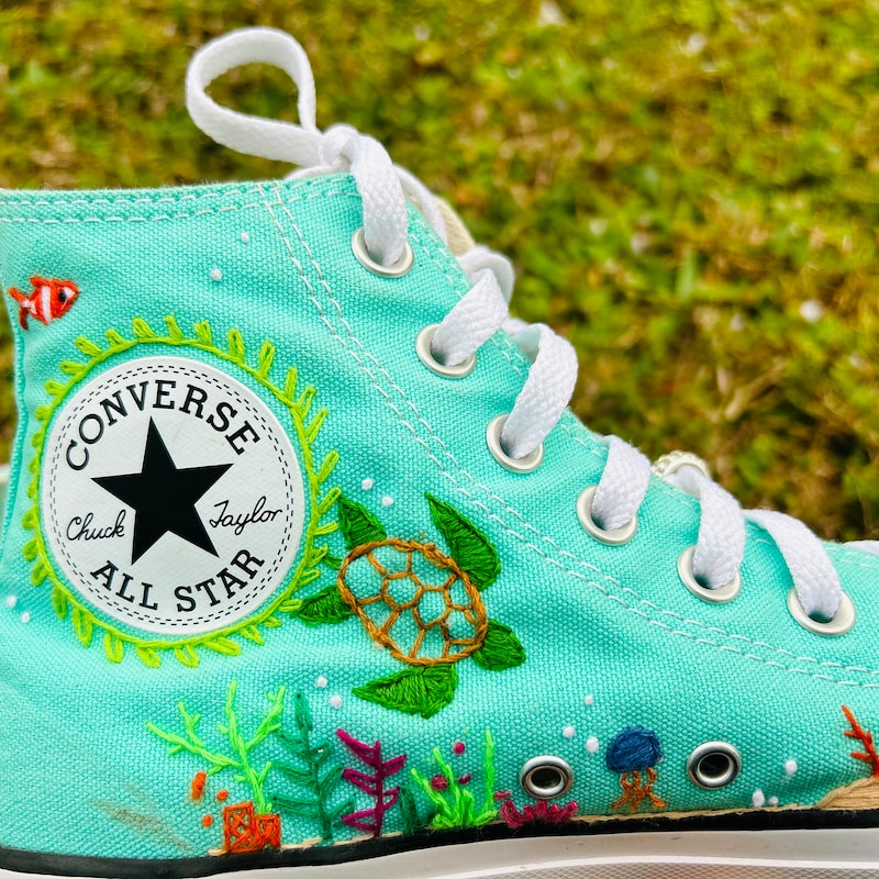 Embroidered Converse - Etsy