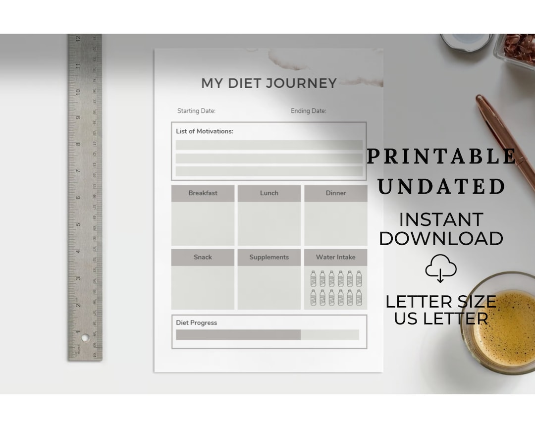 Daily Diet Planner Printable Meal Planner Food Diary Menu - Etsy