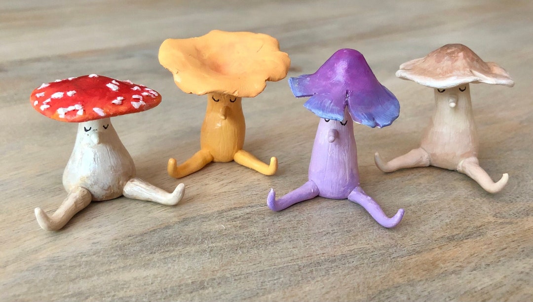 Sleepy Shrooms | Cute Handmade Mushroom Clay Figurines - Etsy