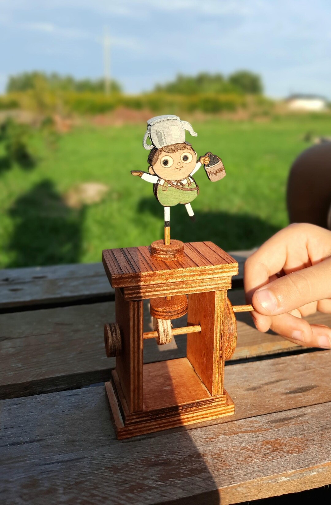 Over the Garden Wall Inspired Greg Wooden Automata, Mechanical Kinetic ...