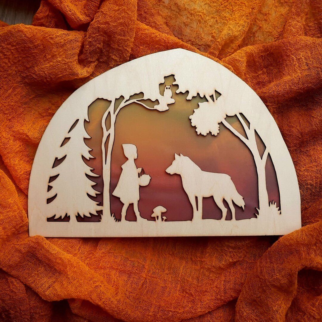 Wooden Little Red Riding Hood Silhouette: Waldorf Window Decor - Fits ...