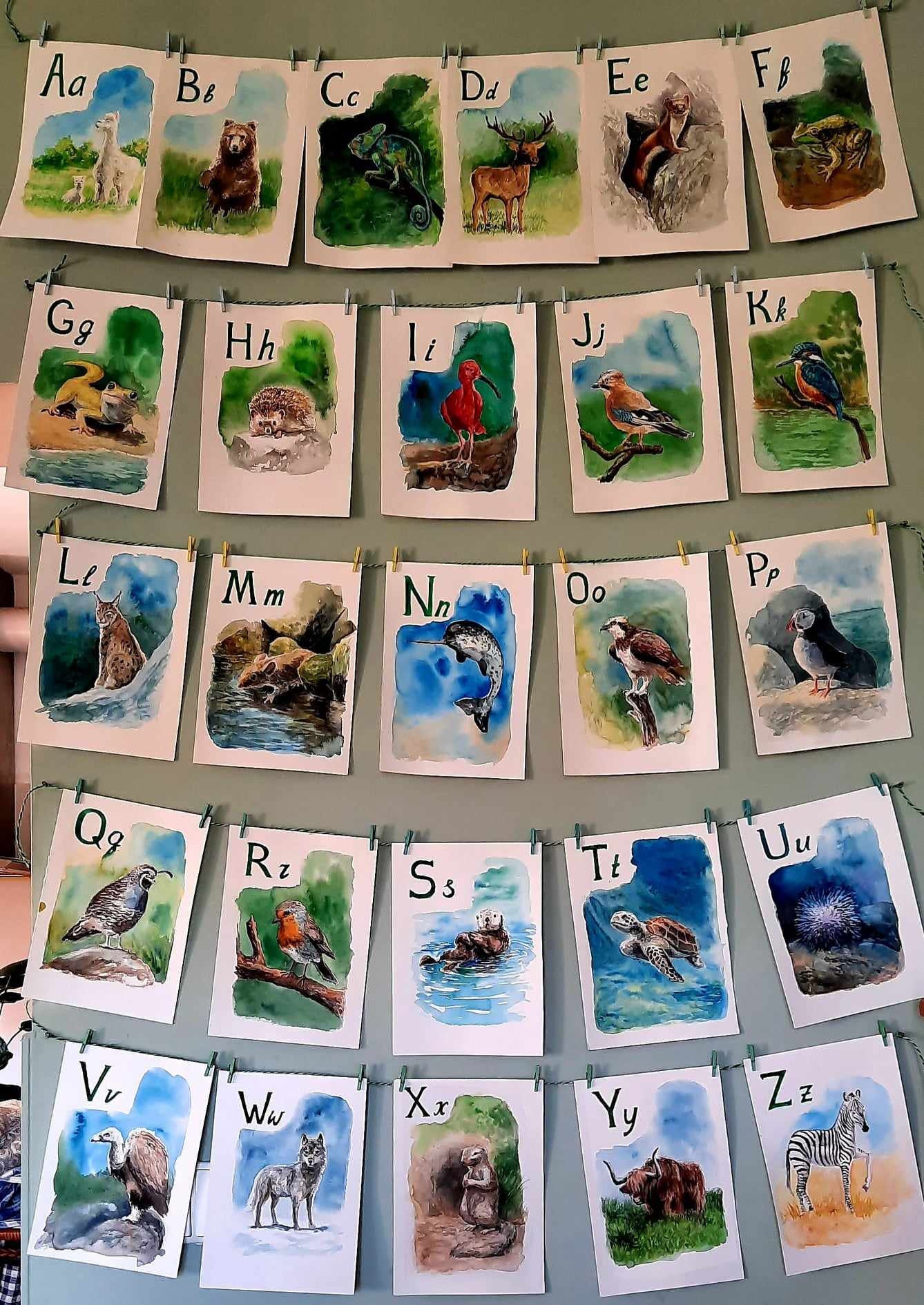Alphabet Cards Digital Download Animals Waldorf Homeschooling Playroom ...