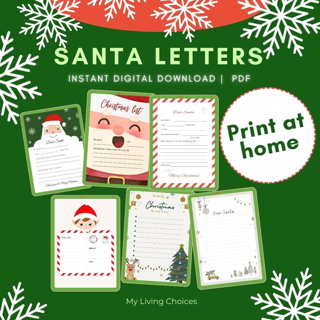 Variety Pack Dear Santa Instant Downloads: 12 Designs Available Festive ...