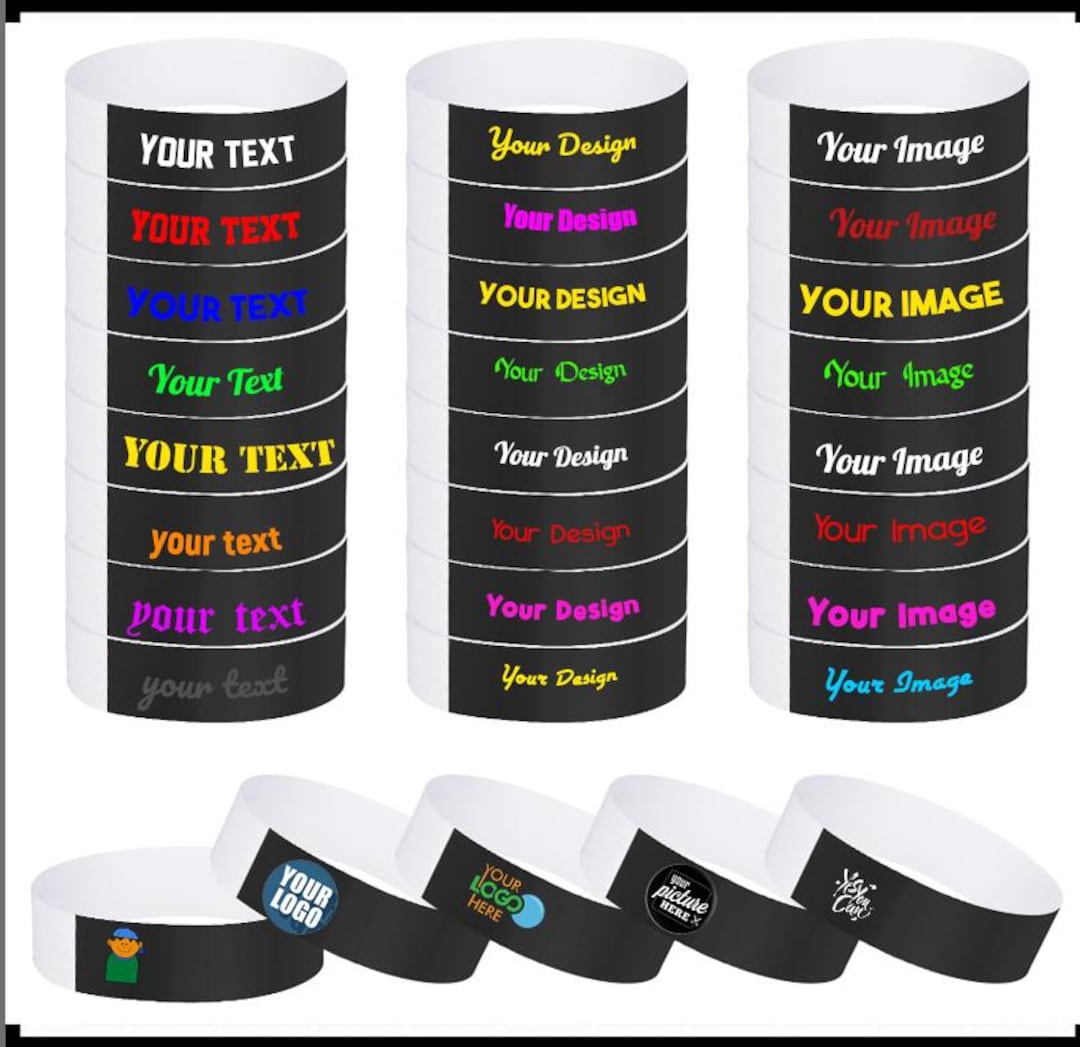 Custom PAPER PARTY WRISTBANDS, Customized Text, Design, Image Applied ...