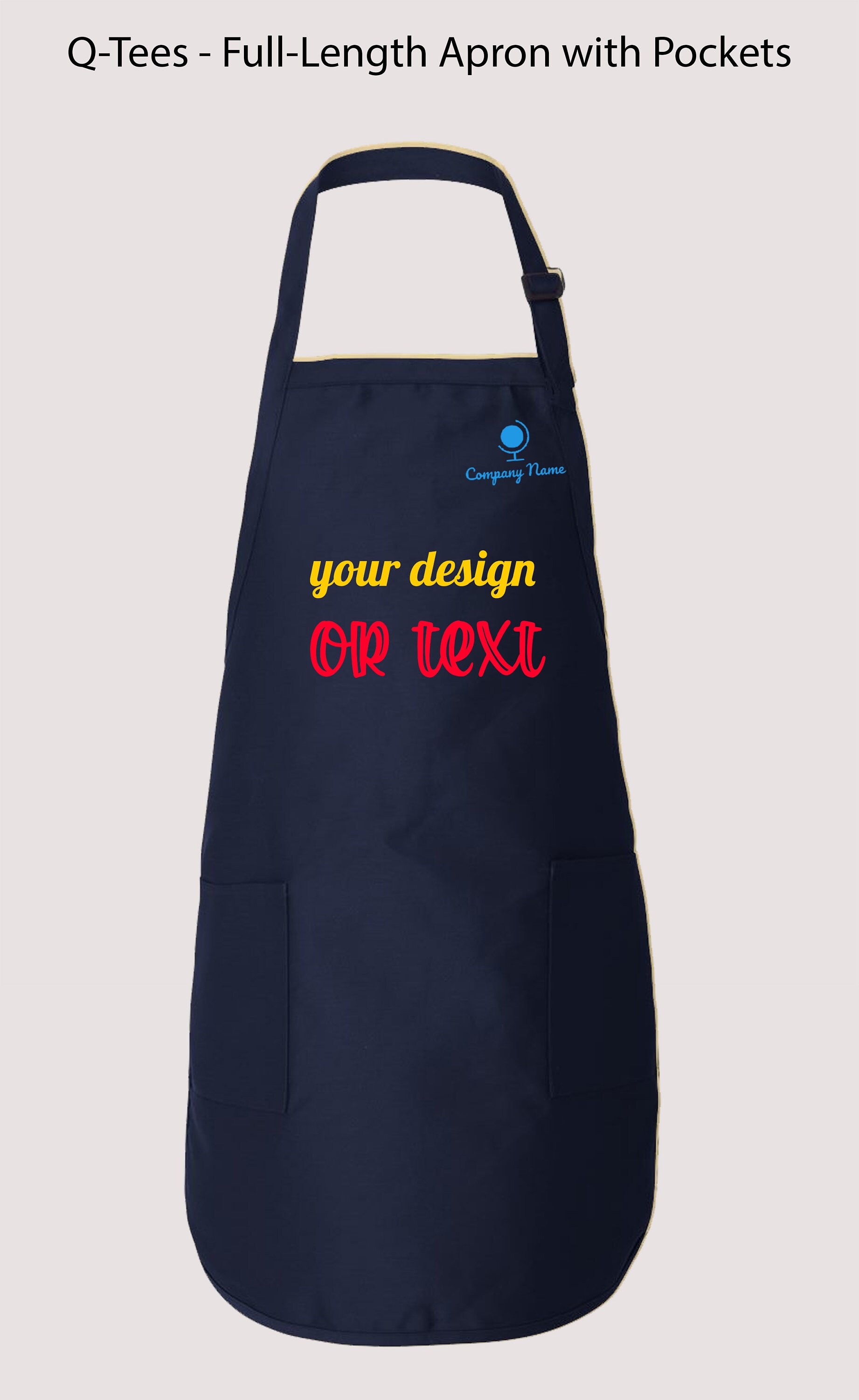 Custom Text, Design, Image Applied Full Length APRONS, Customized Waist ...
