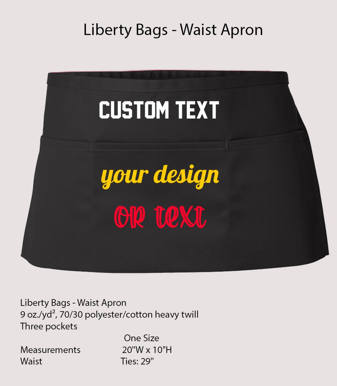 Custom Text, Design, Image Applied APRONS, Customized Waist Aprons - Etsy