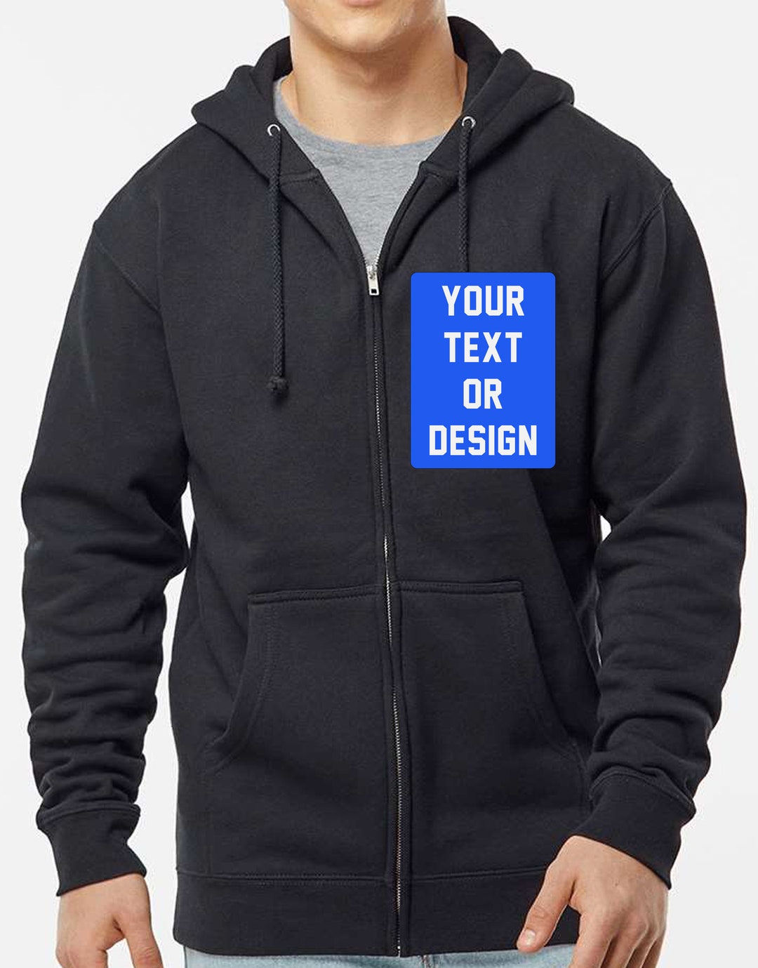 Custom Text & Design Printed Zip Hooded Sweatshirts for Men, Women ...