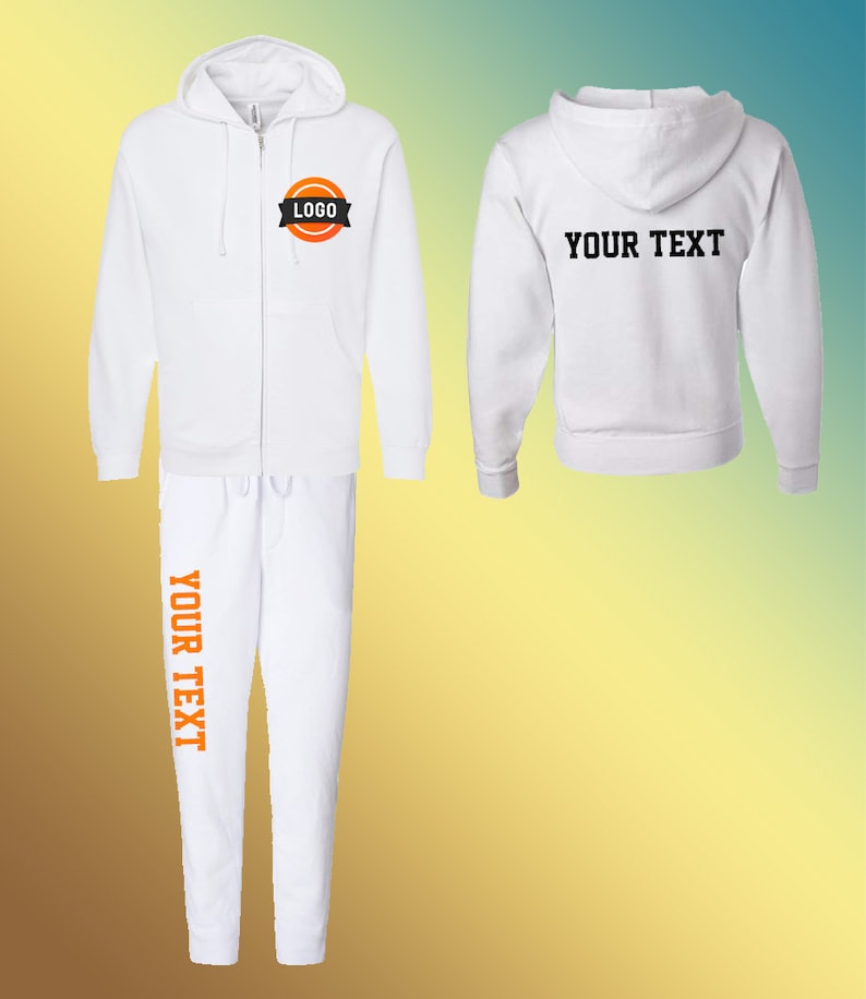 Custom Zip Sweatsuit Set, Matching Hooded Joggers, Personalized Text - Etsy