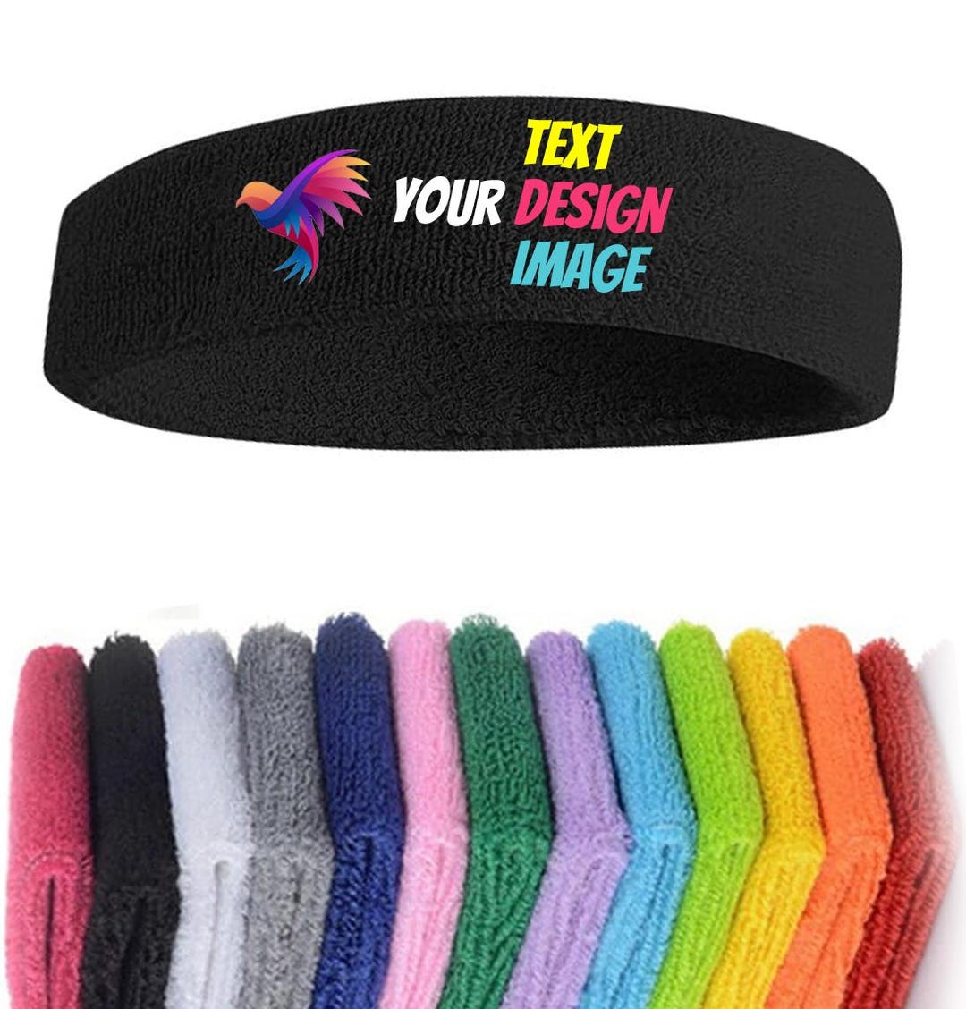 Custom Text, Design, Image Applied SWEAT HEADBANDS, Customized ...