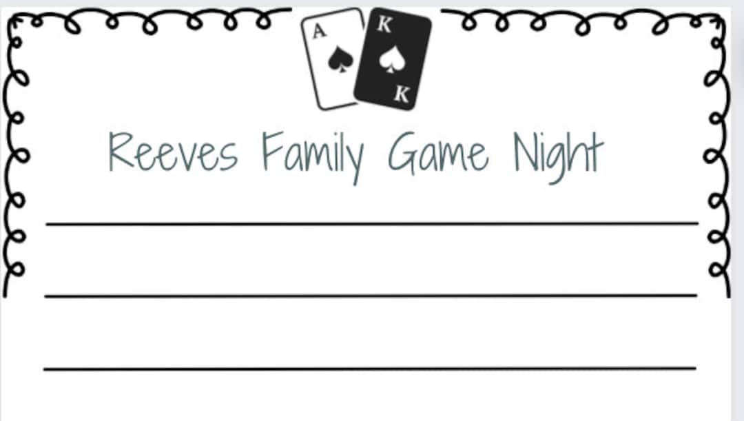 Family Game Night Score Card Template - Etsy
