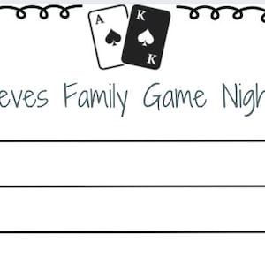 Family Game Night Score Card Template - Etsy