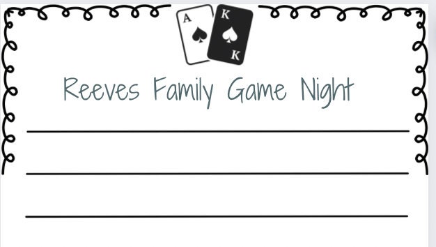 Family Game Night Score Card Template - Etsy