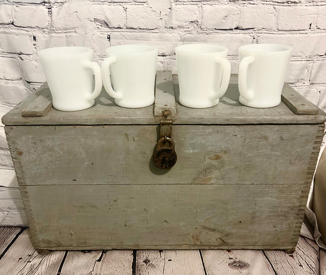 Vintage Fire King Milk Glass Coffee Mugs Set - Etsy