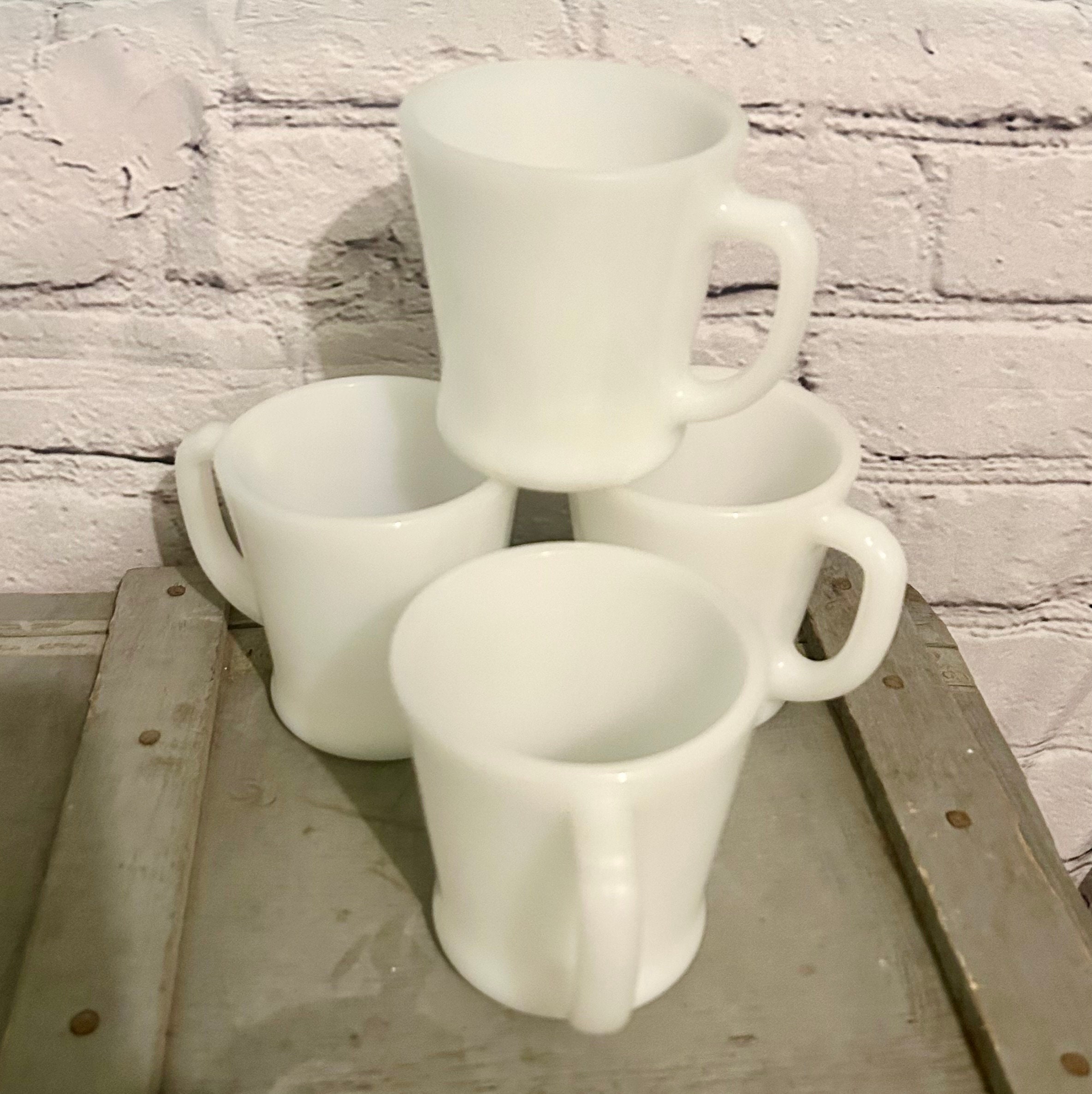 Vintage Fire King Milk Glass Coffee Mugs Set - Etsy