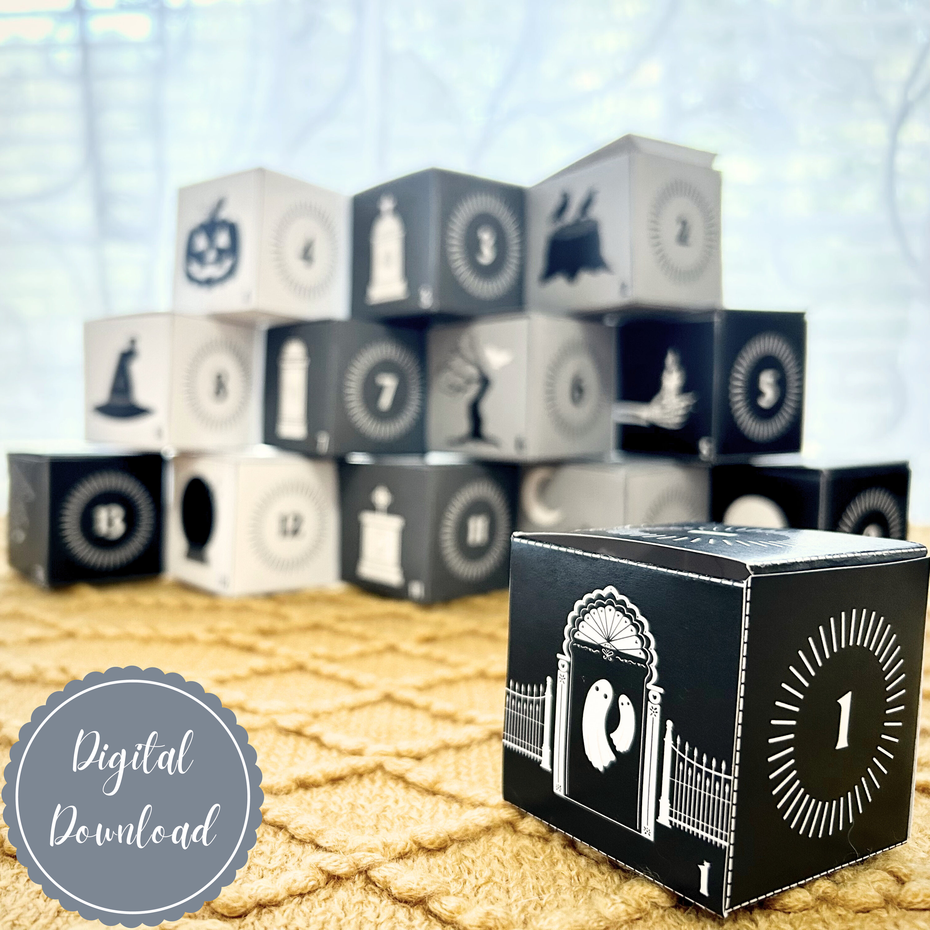 Spooky Halloween Countdown Boxes | 13 Printable 2-inch Boxes - Etsy