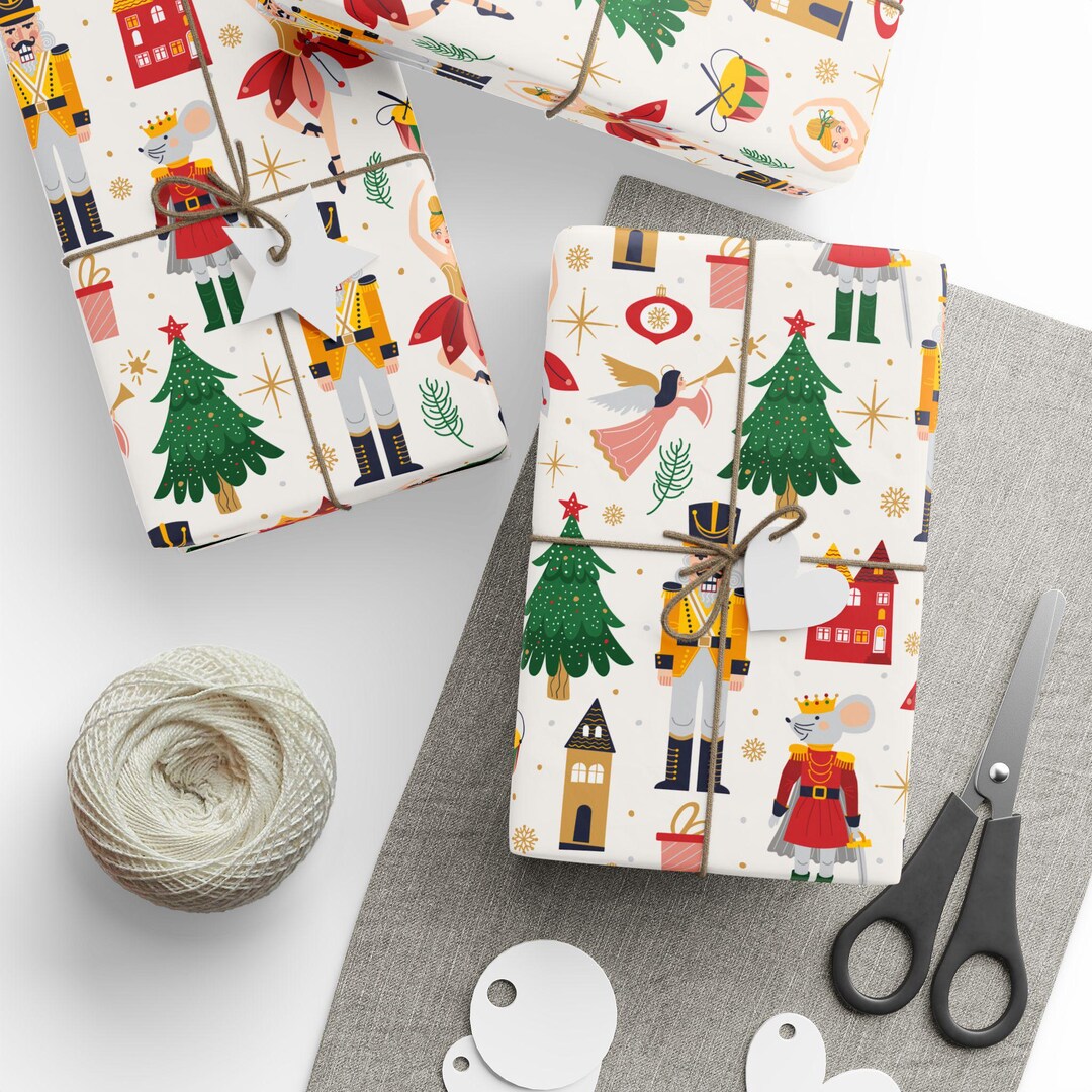 Nutcracker Wrapping Paper Cream Background With Nutcrackers Holiday ...