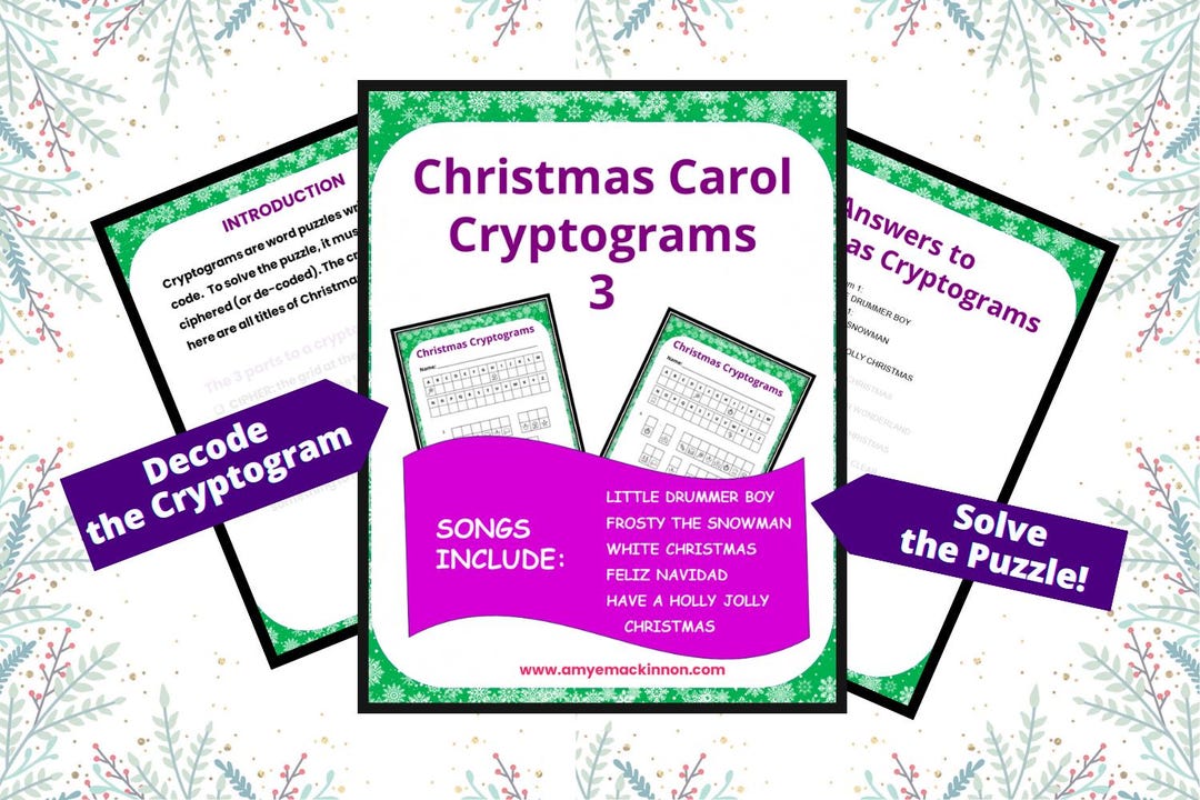 Christmas Carol Cryptograms 3 - Etsy