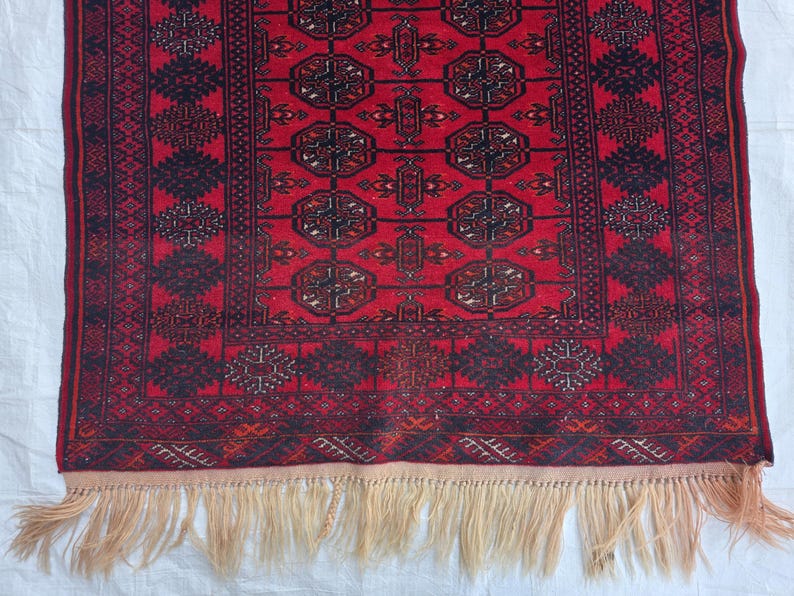 Vintage Afghan Runner Rug 3x6 Turkmen Oriental Tribal Wool Hallway ...
