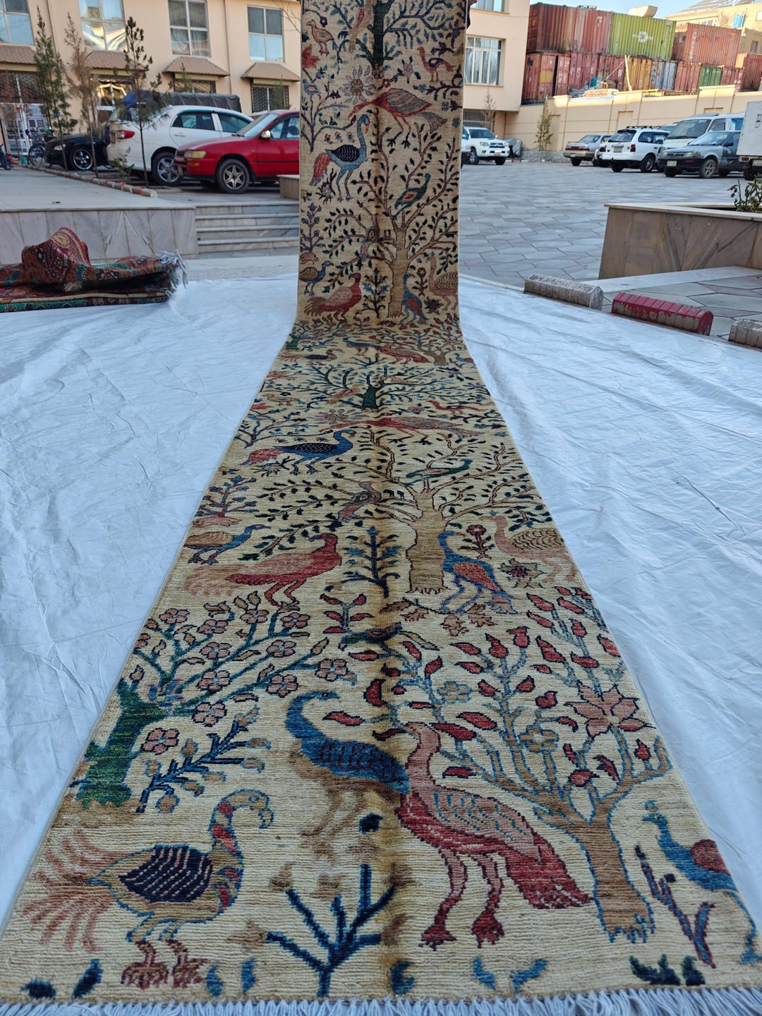 Handwoven Wool Chobi Runner: Persian Peacock Design, 2.3x13.9 Ft - Etsy