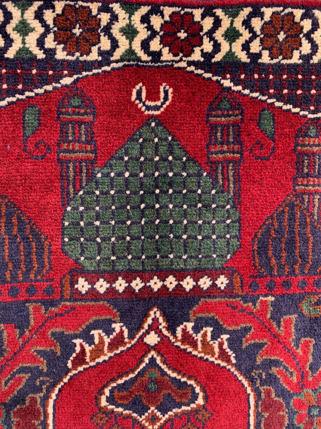 Handmade Wool Prayer Rug: Turkish Style Islamic Sajjadah (4.1x2.4 Ft ...