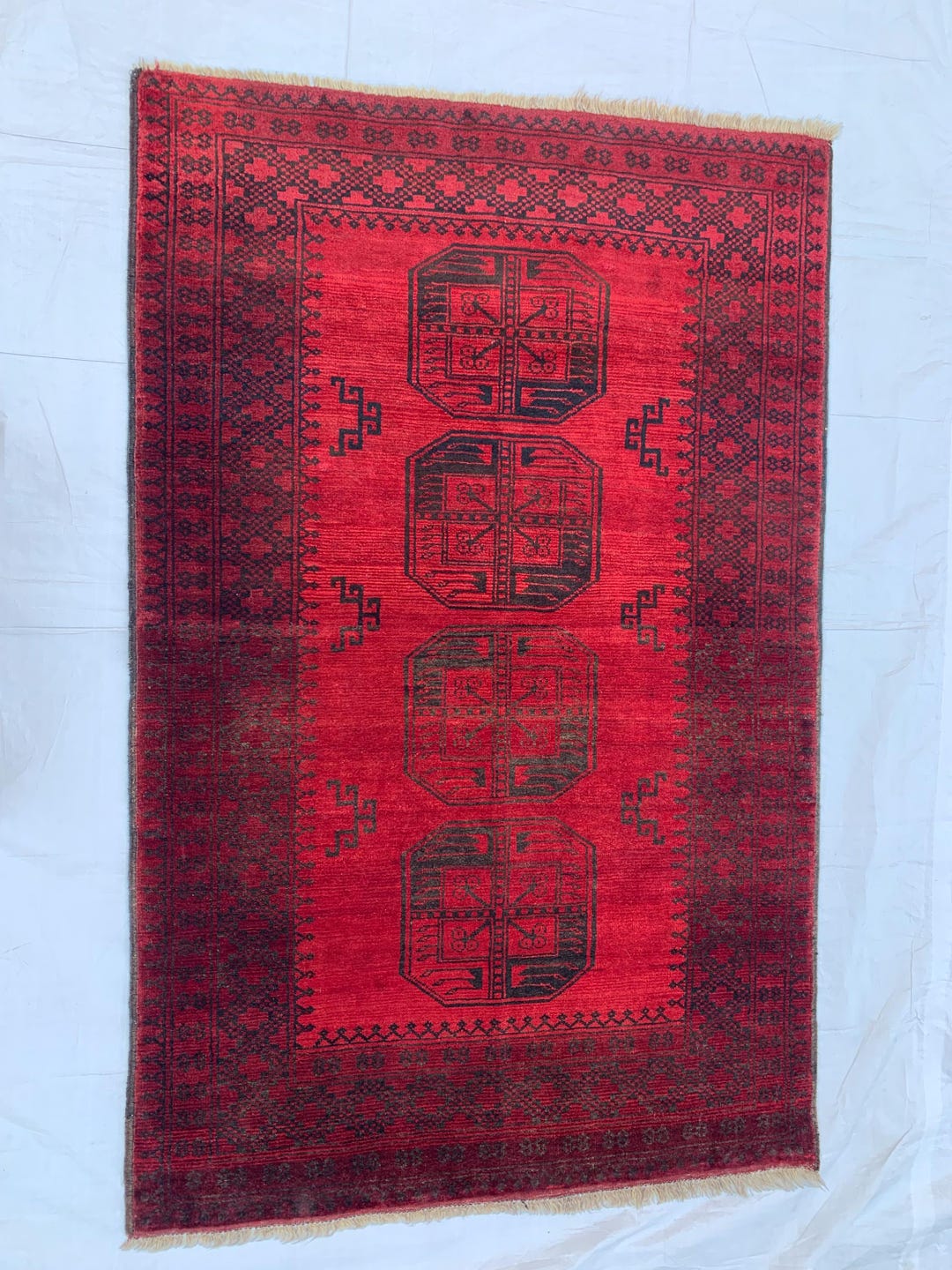 4x6 Collectible Rug Vintage Afghan Elephant Foot Rug | Hand-knotted ...