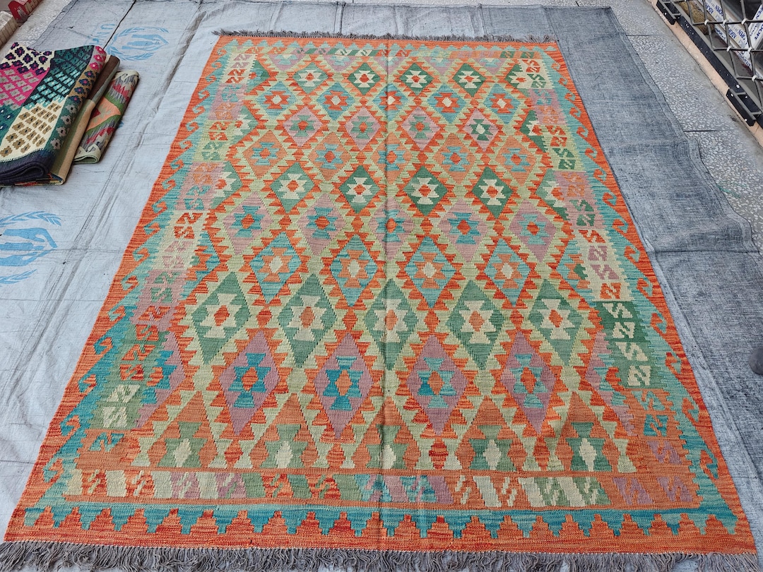 4x9 Kilim Afghan Tribal Handmade Rug, Large Area Rug, Rugs for Living ...
