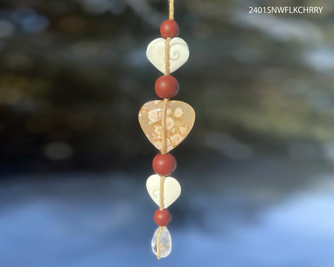 Cherry Blossom Crystal & Shell Heart Wall Hanging Pebble Decor, Christmas Gift Idea - Etsy