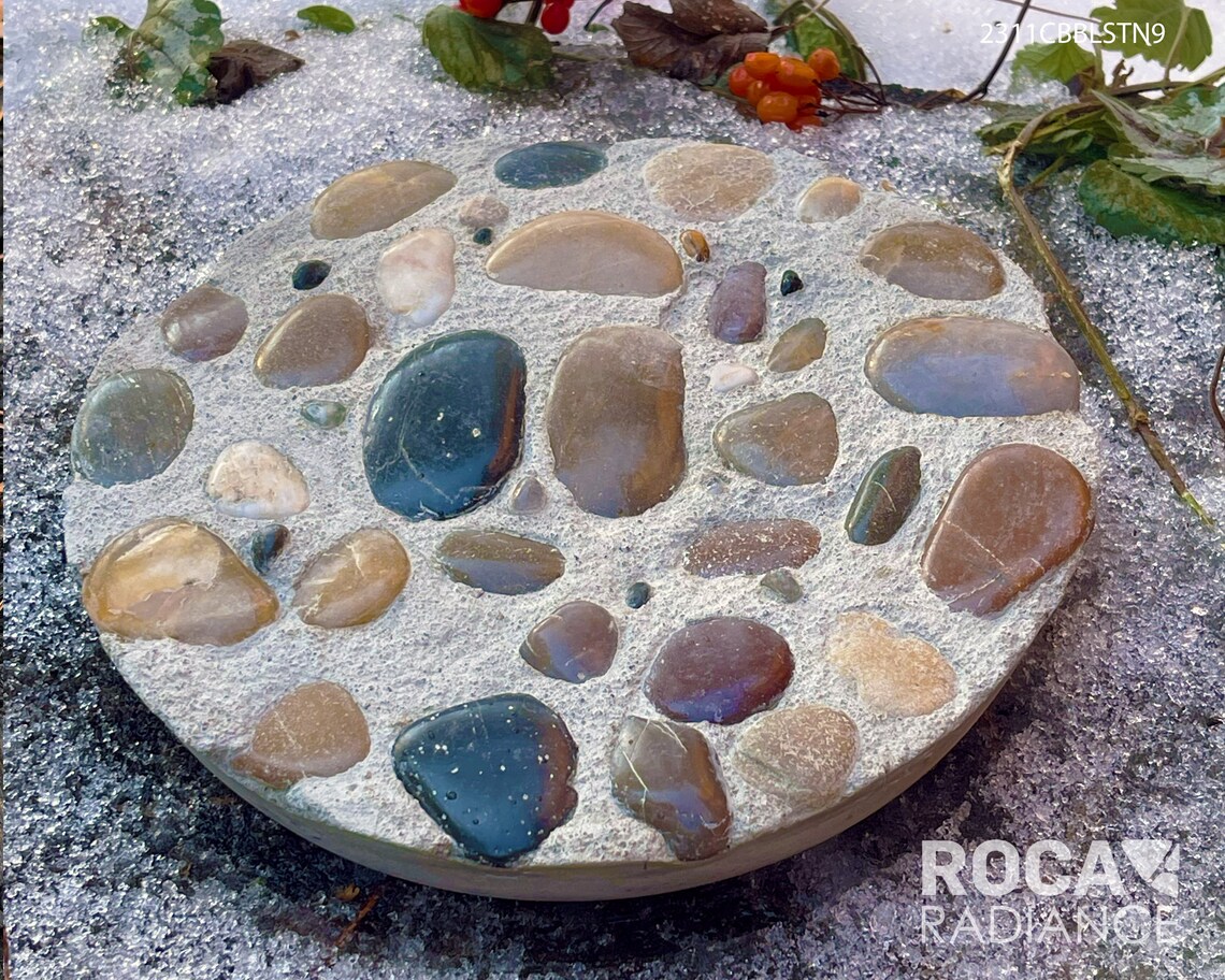 Rustic Cobblestone Garden Stepping Step Stone, Artist Signed Rosa - Etsy