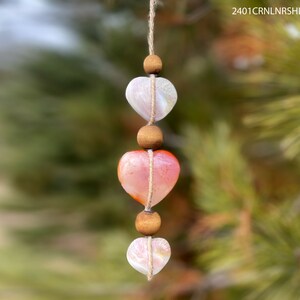 Vibrant Peach Carnelian Crystal & Shell Heart Wall Hanging Decor: Unique Stone Gift - Etsy