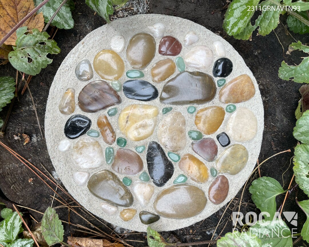 Unique Artist Designed Rustic Cobble Stepping Stone Green Aventurine ...