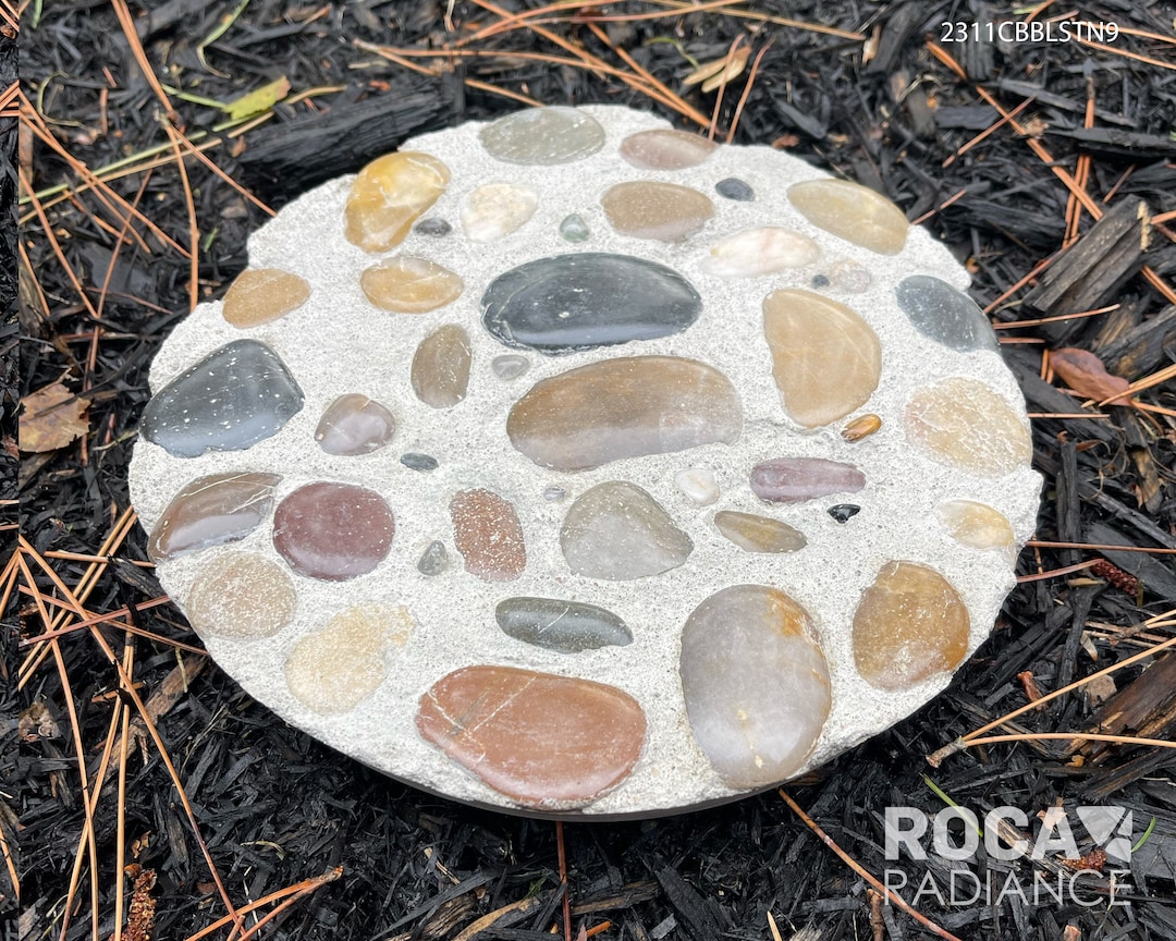 Rustic Cobblestone Garden Stepping Step Stone, Artist Signed Rosa - Etsy