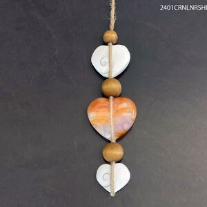 Vibrant Peach Carnelian Crystal & Shell Heart Wall Hanging Decor: Unique Stone Gift - Etsy