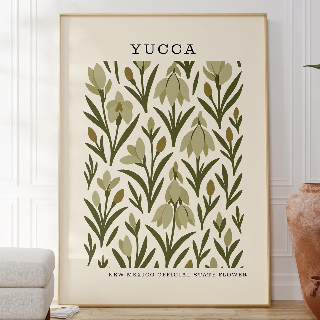 New Mexico Yucca Flower Art Print (minimalist Botanical Decor) - Etsy
