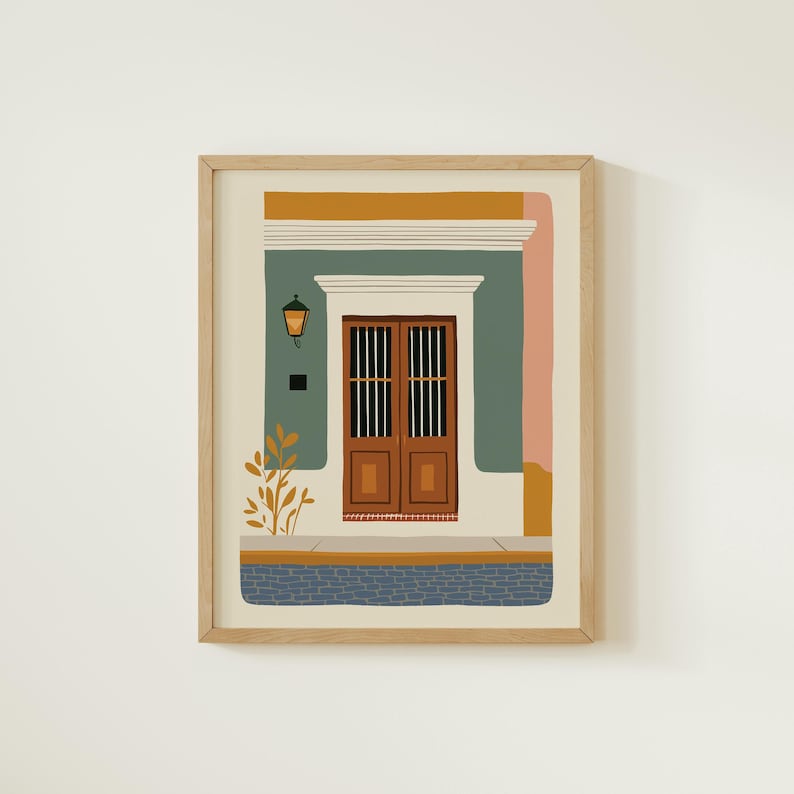 Old San Juan Door Wall Art | Colonial Puerto Rico Door Print | Mid ...