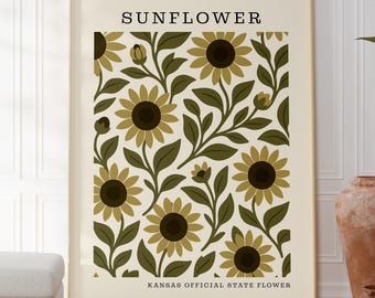 Kansas State Flower, Wild Sunflower, Kansas Sunflower Vintage Digital ...