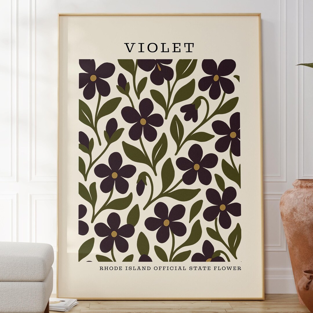 Rhode Island Violet Art Print State Flower Decor| Digital Download - Etsy