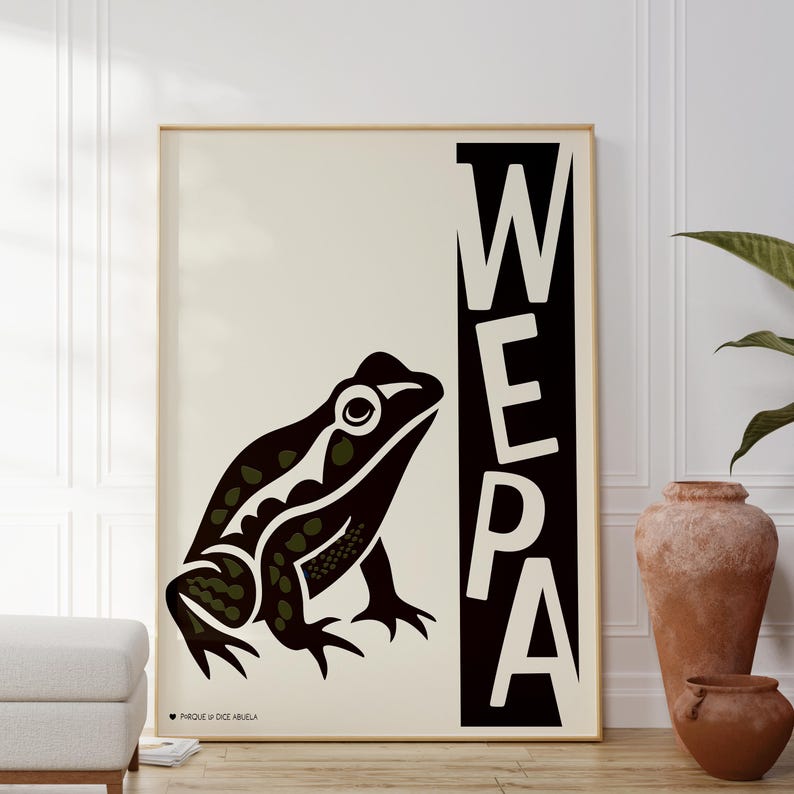 Puerto Rican Art Print: "wepa" Coquí Illustration (brown Digital ...