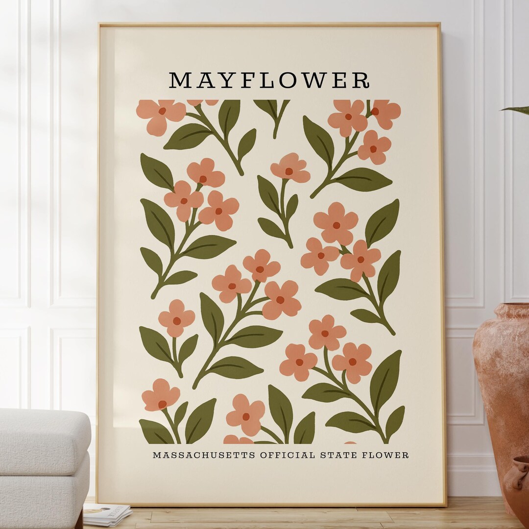Massachusetts State Flower Digital Download | Mayflower Botanical Wall ...