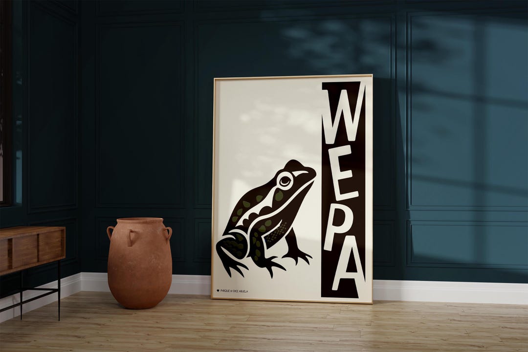 Puerto Rican Art Print: "wepa" Coquí Illustration (brown Digital ...