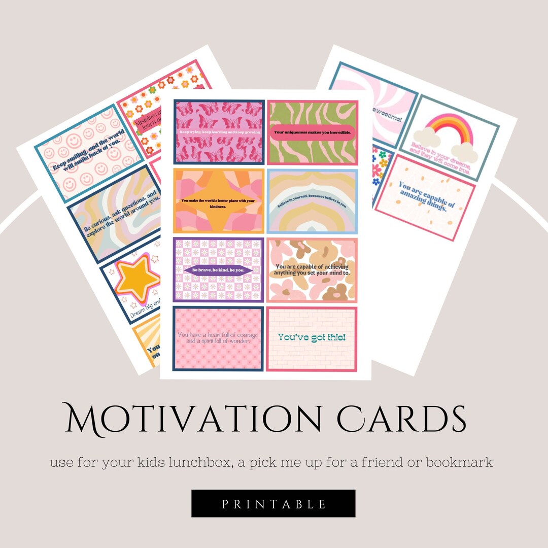 Motivational Cards | Lunch Box Note | Pick Me up Card | Vibrant ...