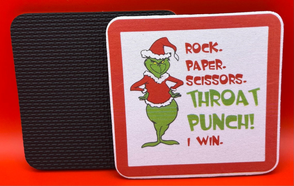 Christmas, Grinch, Square House Coasters (set of 2 Identical) Home ...