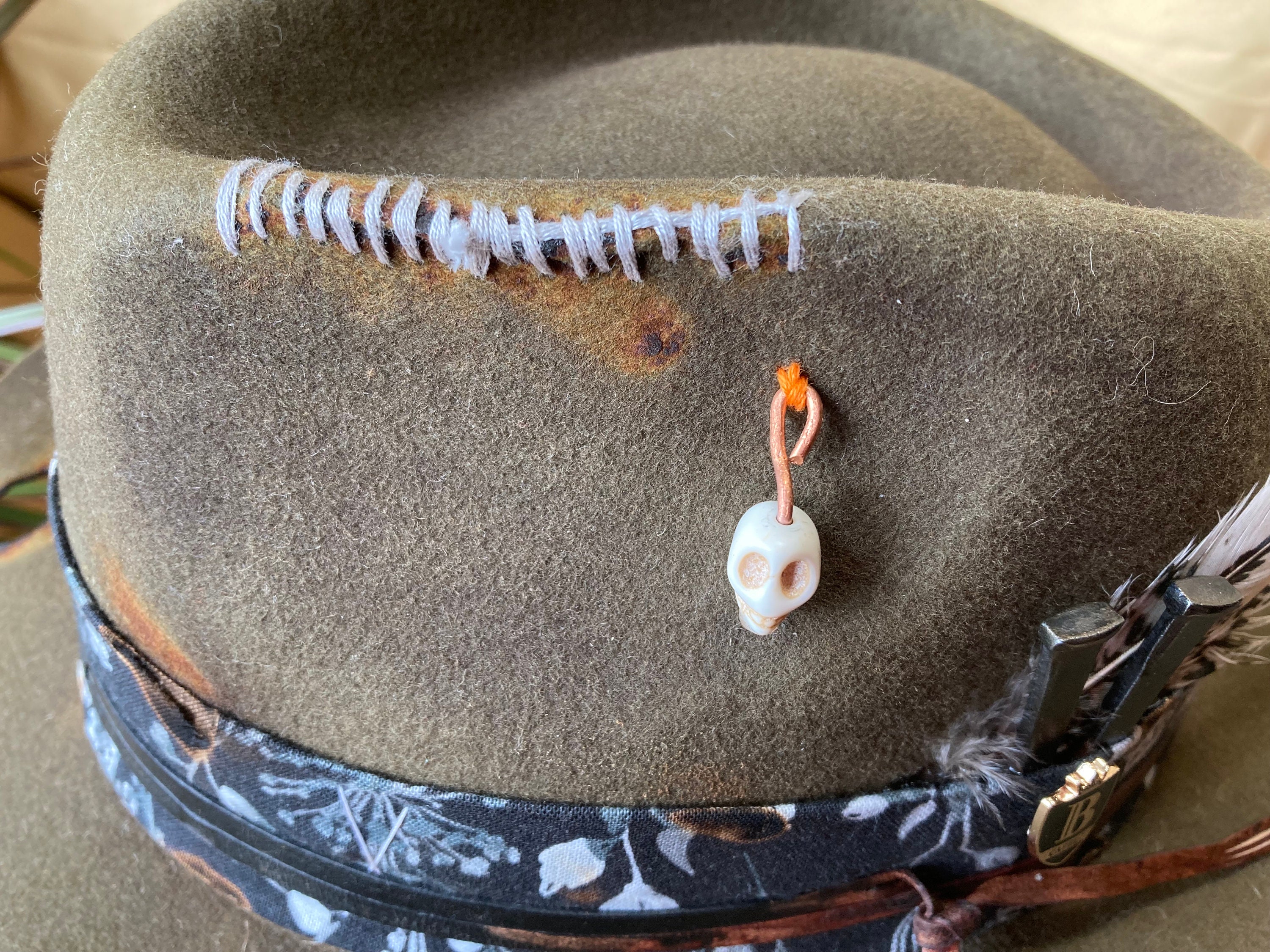 Pyro's Pride-fedora Green-felt Fedora-vintage Look-distressed Look - Etsy