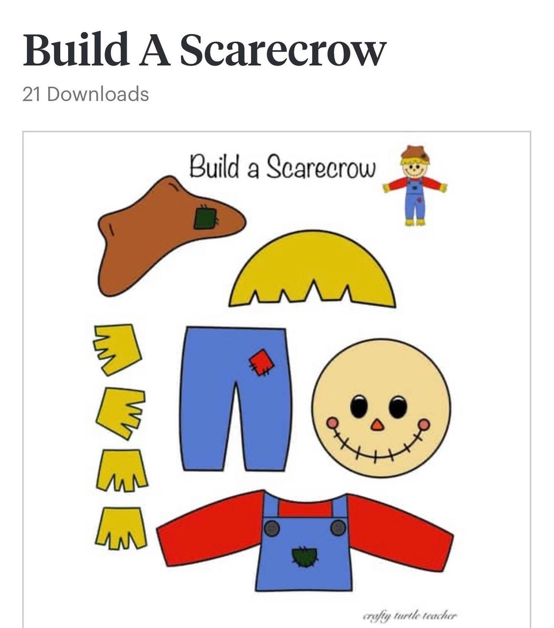 Build a Scarecrow Cut and Paste Printable - Etsy