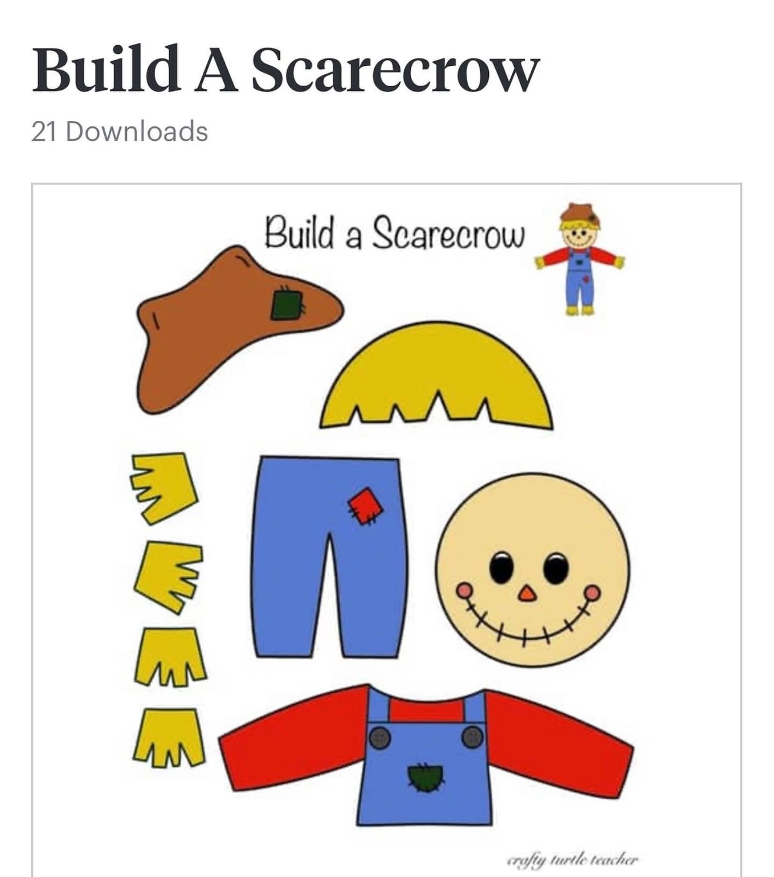 Build a Scarecrow Cut and Paste Printable - Etsy