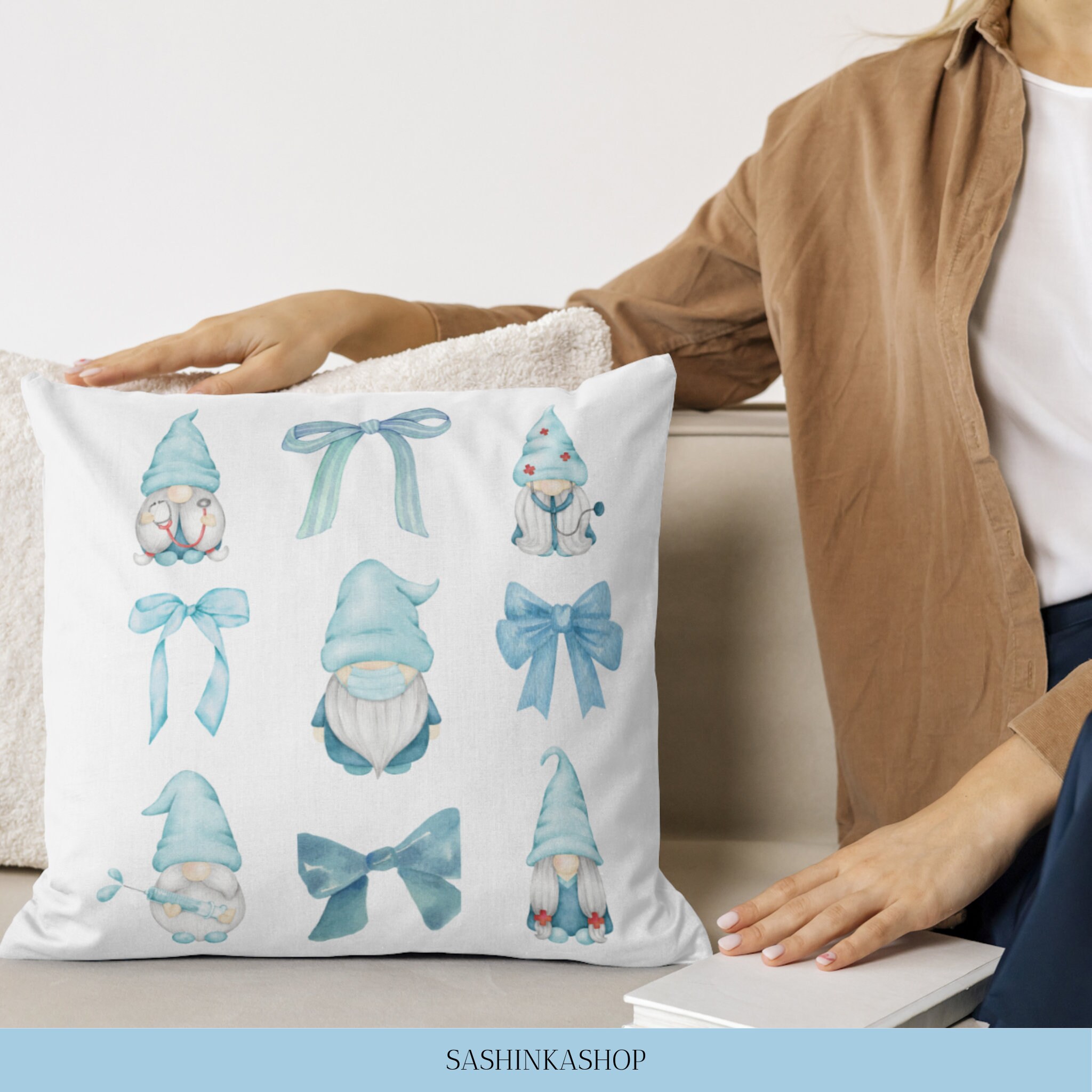 Coquette Blue Health Gnome Collage PNG, Soft Girl Era PNG, Blue Bow ...