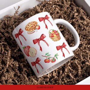 Coquette Apple and Red Bows PNG Soft Girl Era PNG Fall Home Decor Red ...
