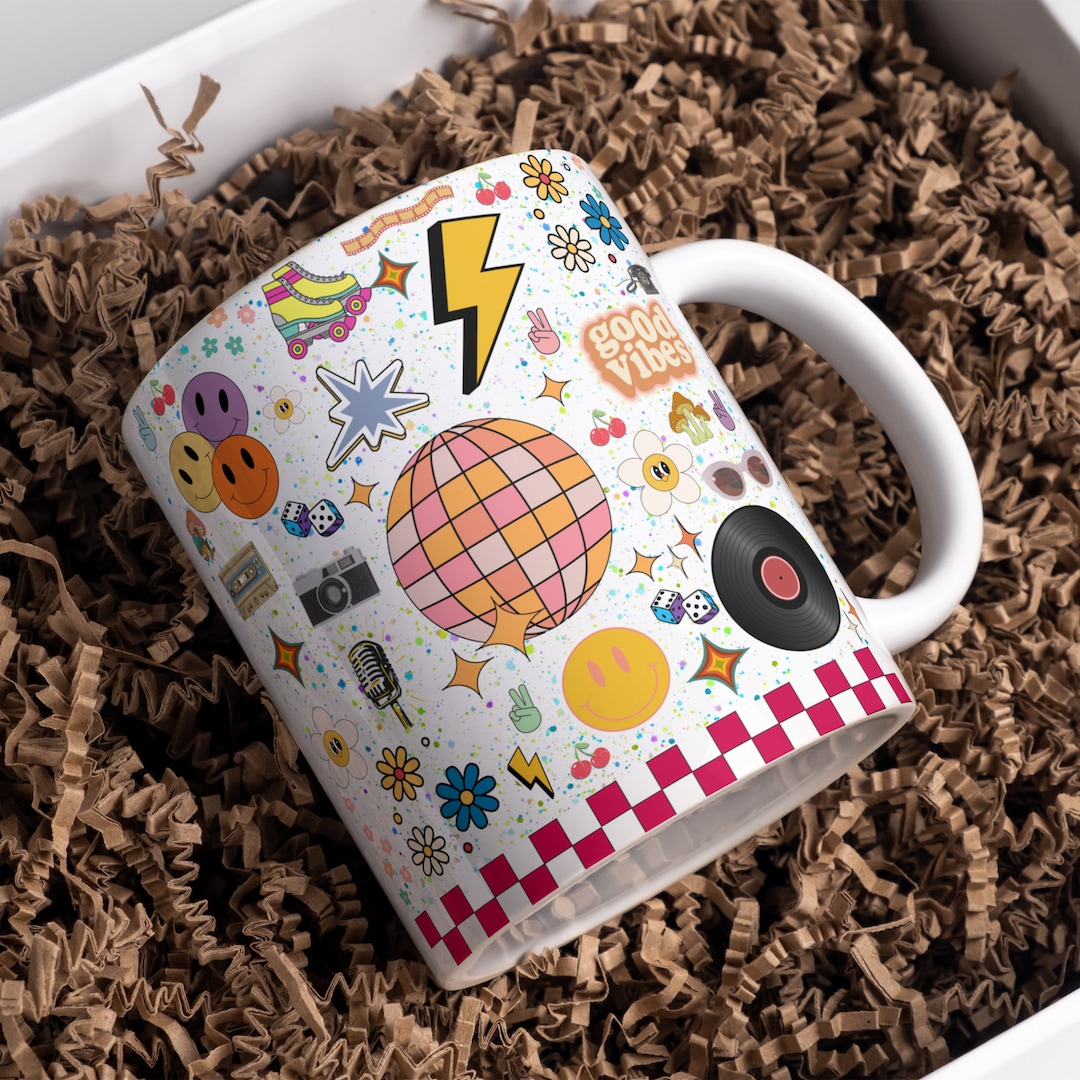Retro 70s Aesthetic Ceramic Mug Vintage Style Coffee Cup Graphic Retro ...