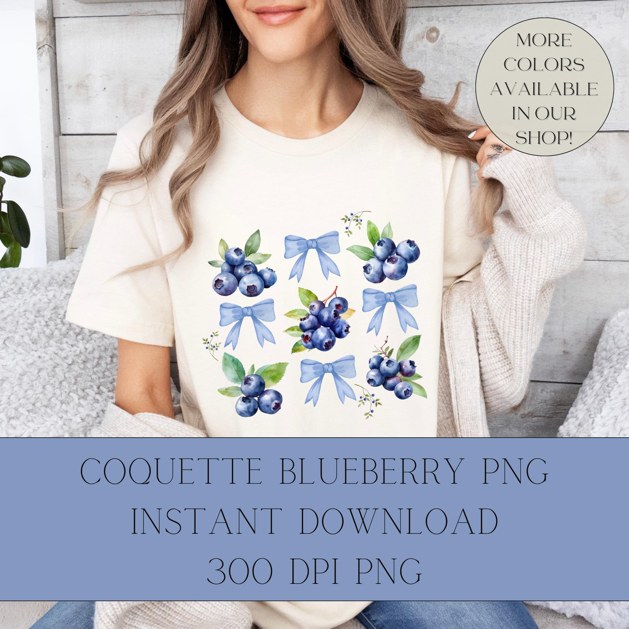 Coquette Blueberries and Blue Bows PNG Soft Girl Era PNG Cottagecore ...