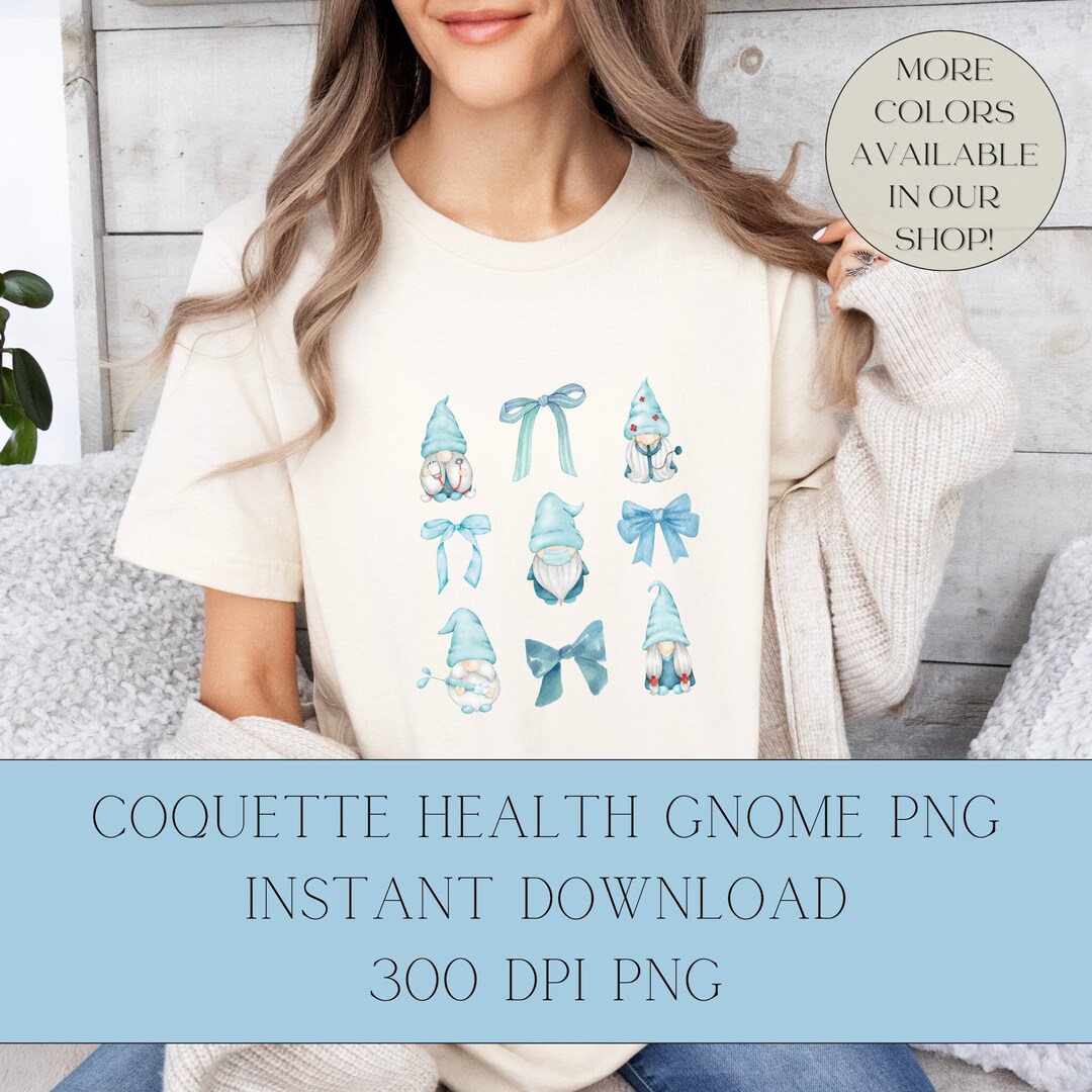 Coquette Blue Health Gnome Collage PNG, Soft Girl Era PNG, Blue Bow ...